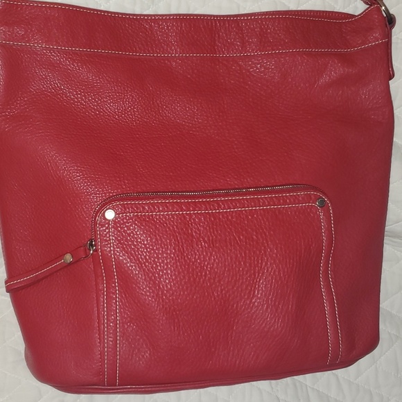 Longchamp | Bags | Longchamp Red Leather Hobo Shoulder Bag | Poshmark